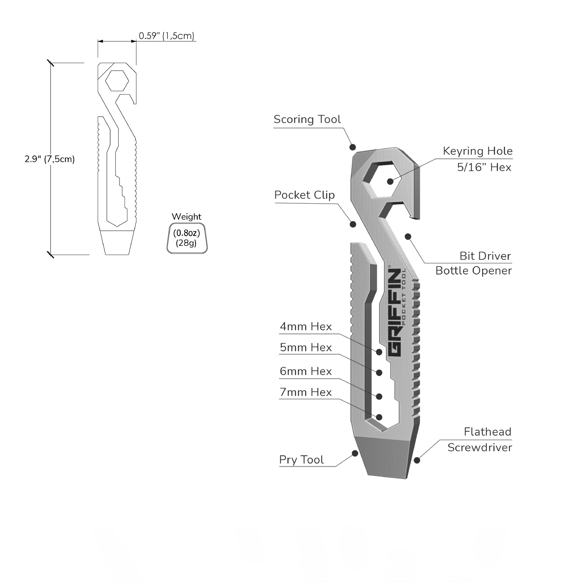 GPT® Original | Brass - Griffin Pocket Tool